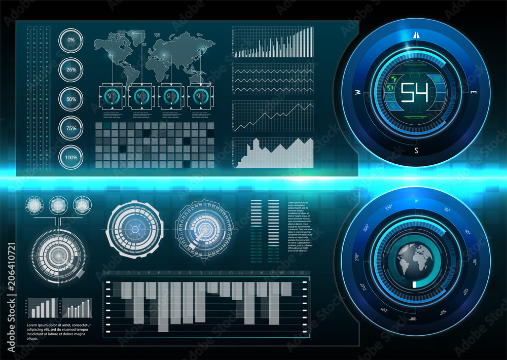 HUD style. Big hud sets. Vector science abstract. Vector illustration ... HUD style. Big hud sets. Vector science abstract. Vector illustration ...