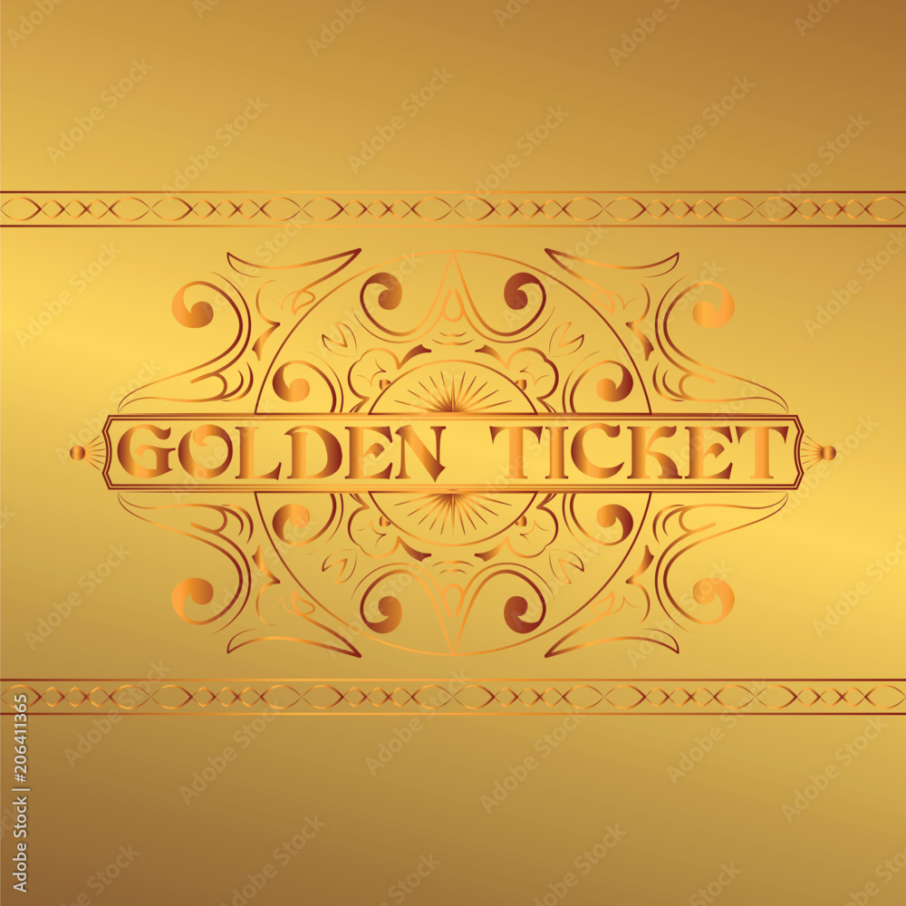 golden ticket gloss, golden, gift, prize, shine, card for discount ...