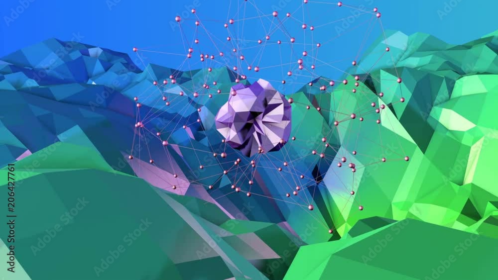 4k clean low poly animated background in loop. Seamless 3d animation in ...
