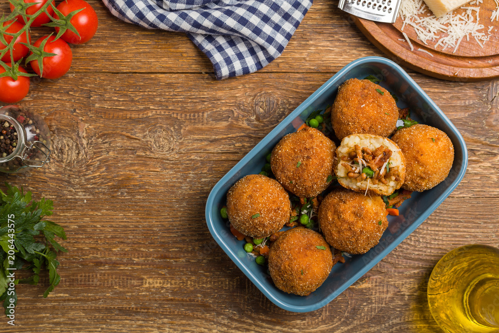 Rice balls with minced meat. Stock Photo | Adobe Stock