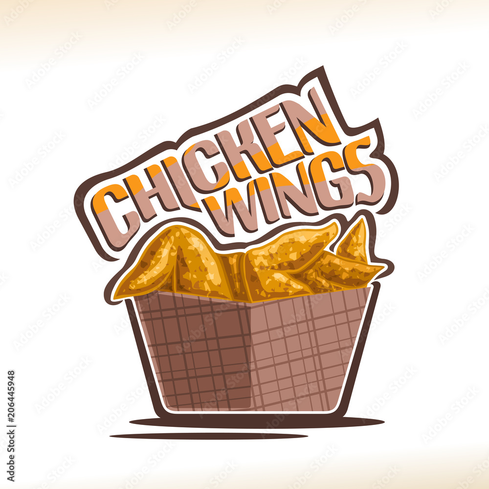 Vector logo for Chicken Wings, poster with crispy kentucky fried ...
