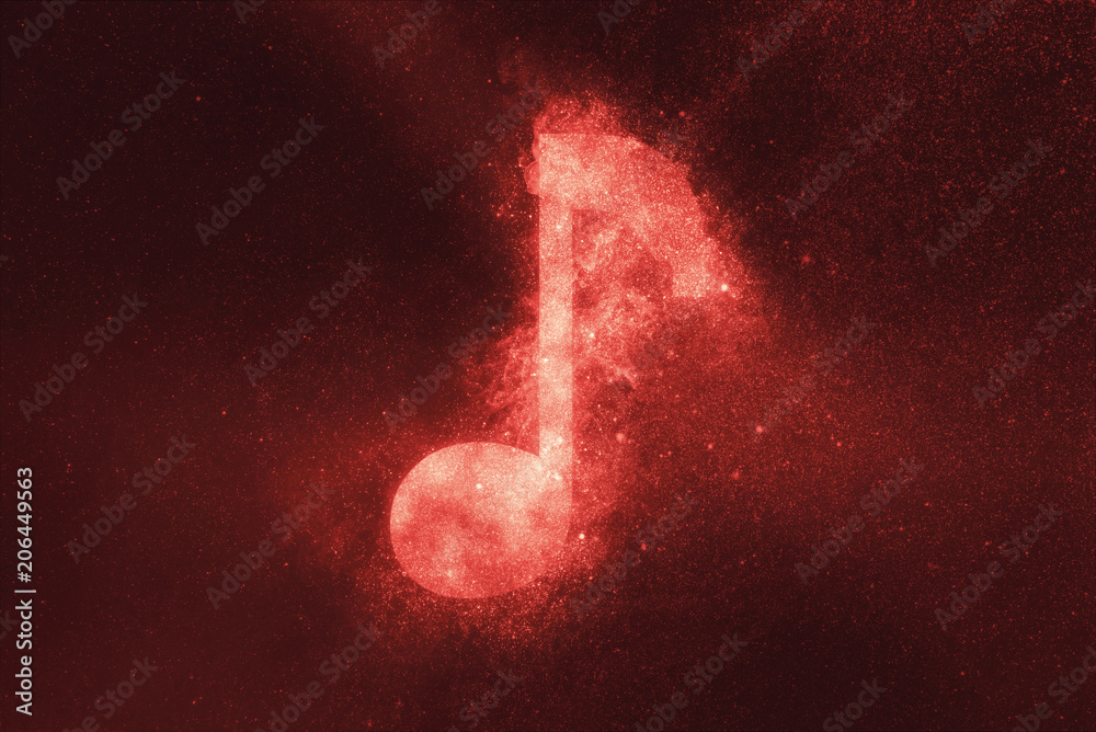 Music note sign, Music note symbol. Abstract night sky background Stock ...