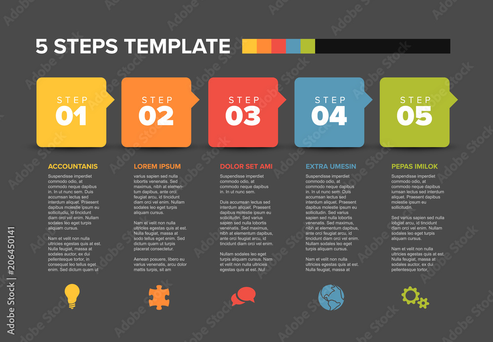 Vector progress five steps template Stock Vector | Adobe Stock