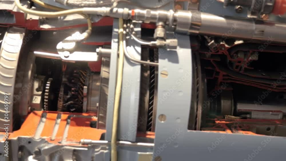 Turbine aircraft engine sectional. The view of internal structure of ...