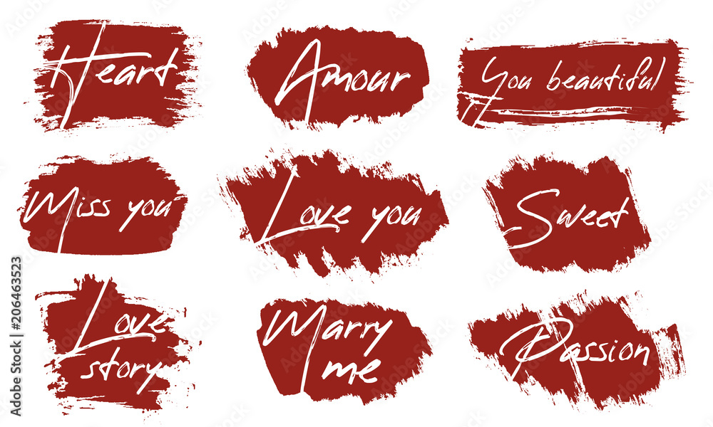 Vector brush stroke Boxes set. Painted strips, round, square. Grunge ...