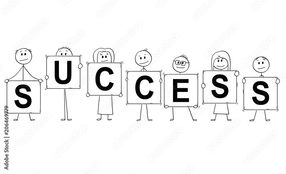 Cartoon stick man drawing conceptual illustration of businessmen and ...