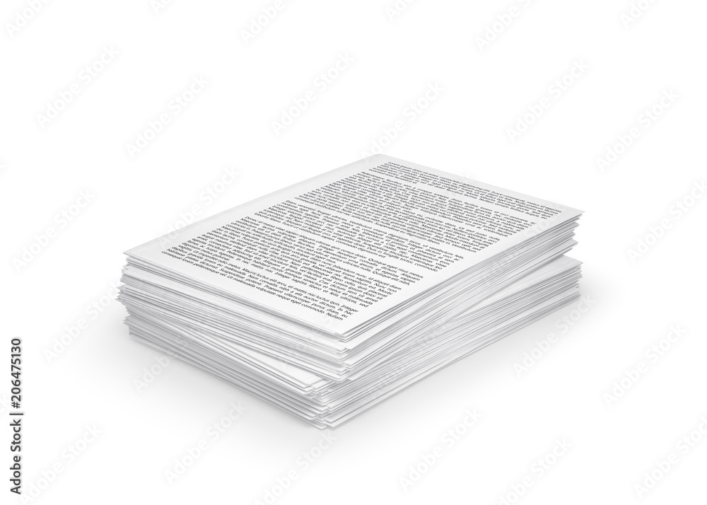 stack of paper, documents. 3d illustration Stock Illustration | Adobe Stock