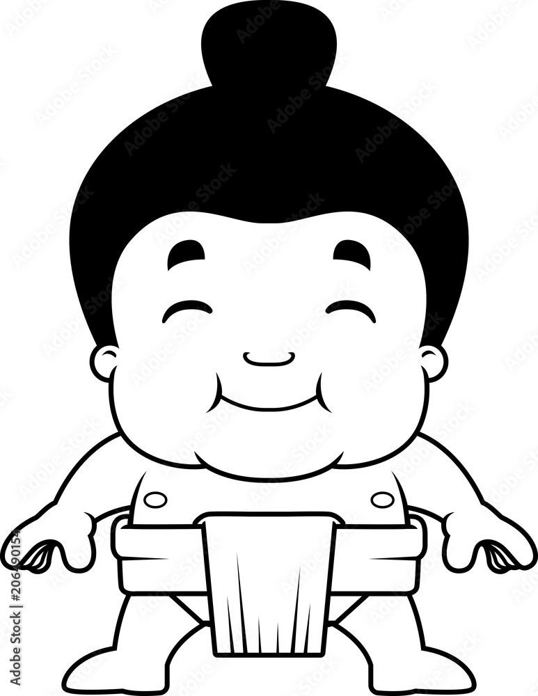 Cartoon Sumo Boy Smiling Stock Vector | Adobe Stock