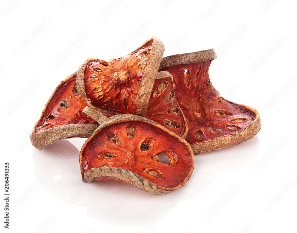 Bale Fruit dried tee. Isolated on white. Bale fruit is tropical fruit ...