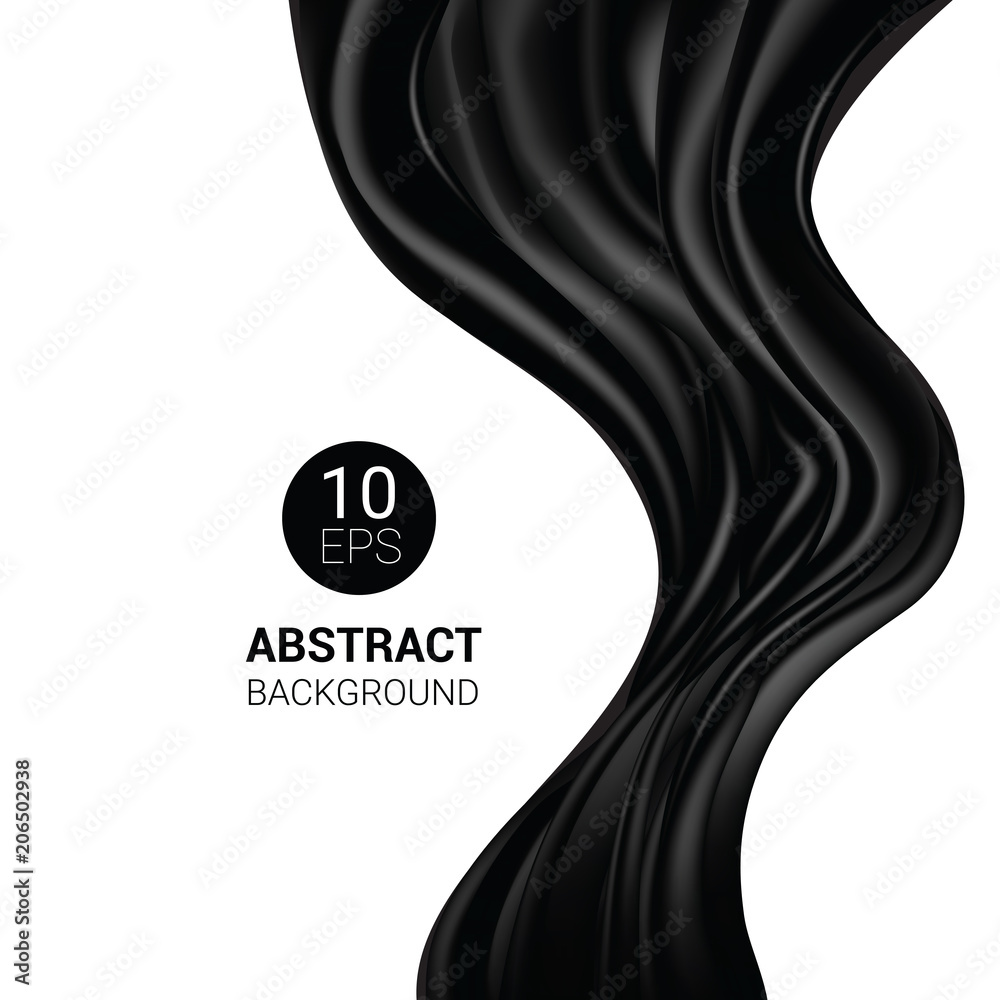 Silk vector black silky fabric and elegant dark satin material ...