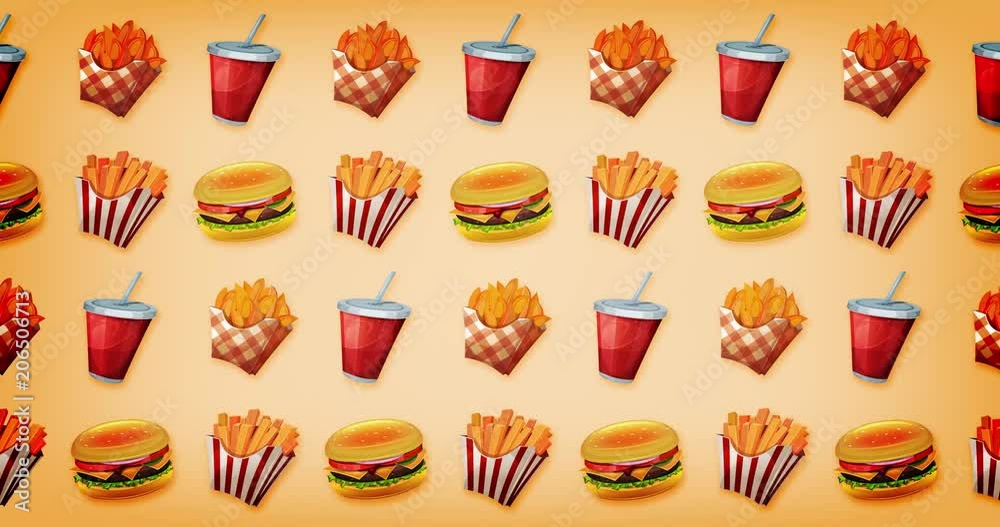 Loopable 2d Motion Graphics Fast Food Background/ Animation of a design ...