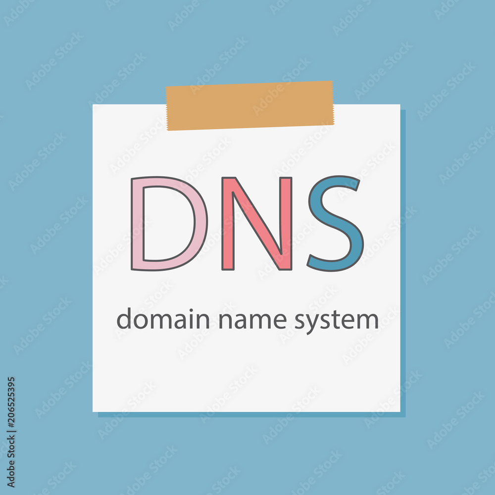 DNS Domain Name System written in a notebook paper- vector illustration ...