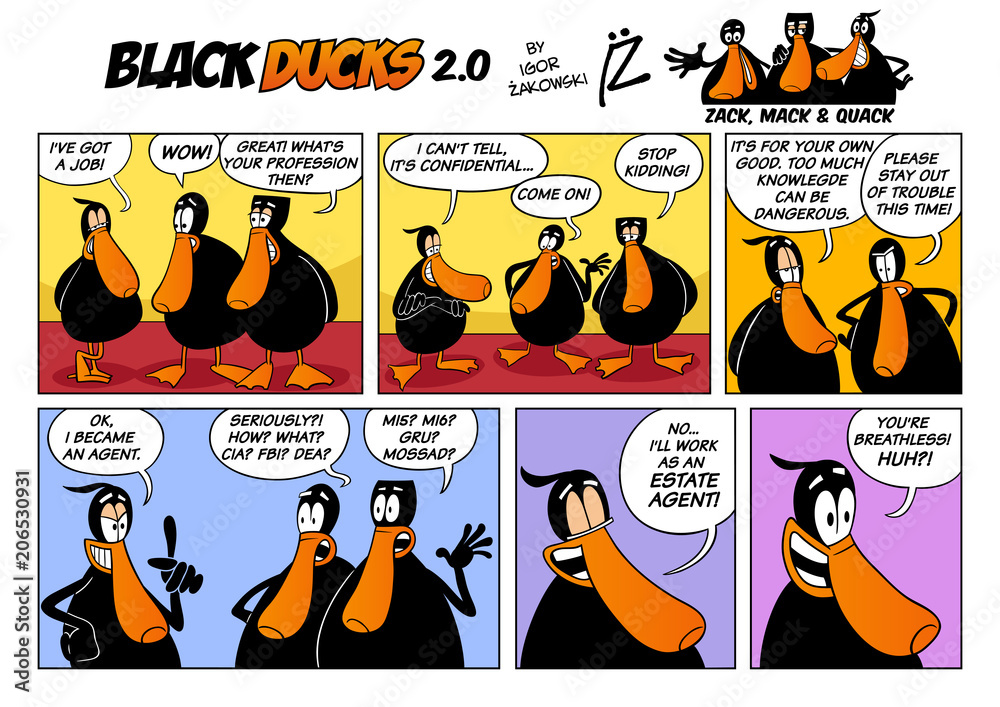 Black Ducks Cartoon Comic Strip 2 episode 2 Stock Vector | Adobe Stock