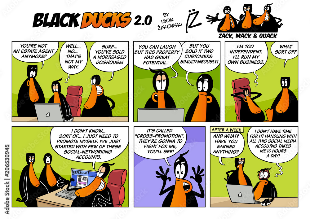 Black Ducks Cartoon Comic Strip 2 episode 3 Stock Vector | Adobe Stock