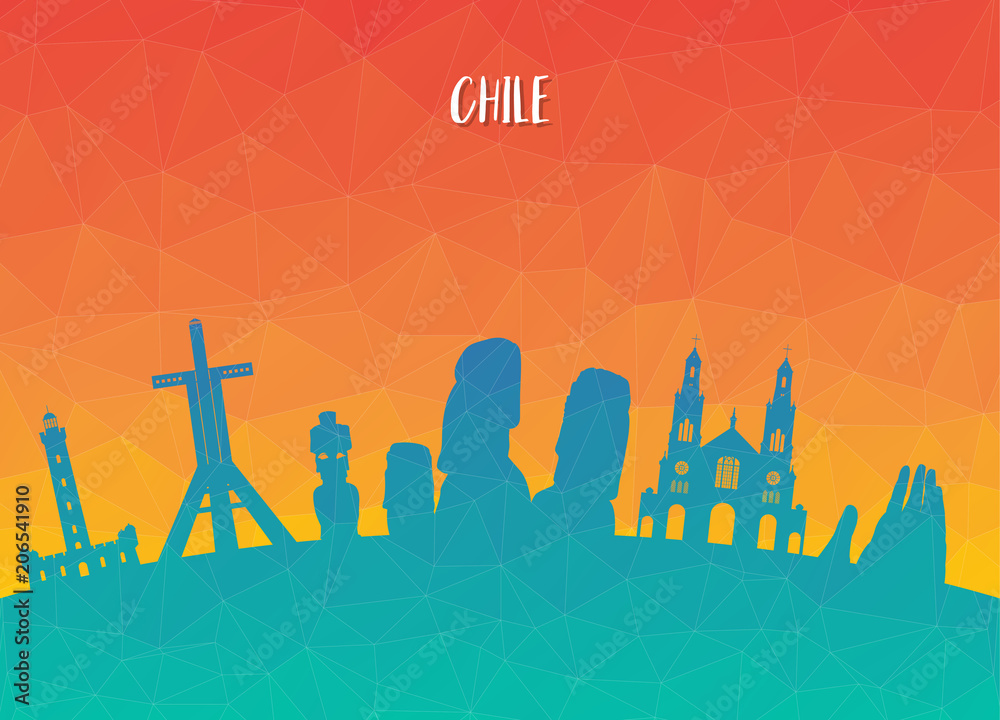 Chile Landmark Global Travel And Journey paper background. Vector ...