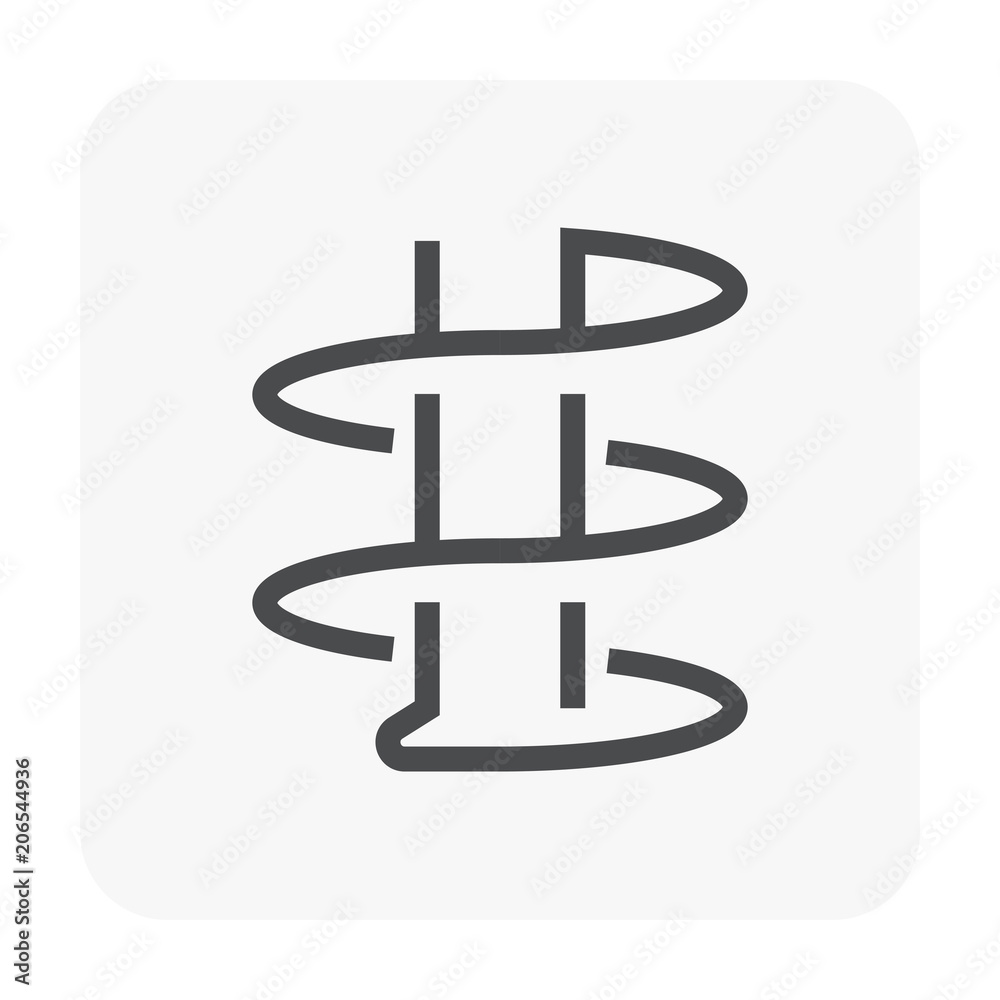 Earth auger drill bit vector icon. Spiral equipment tool. Parts of ...