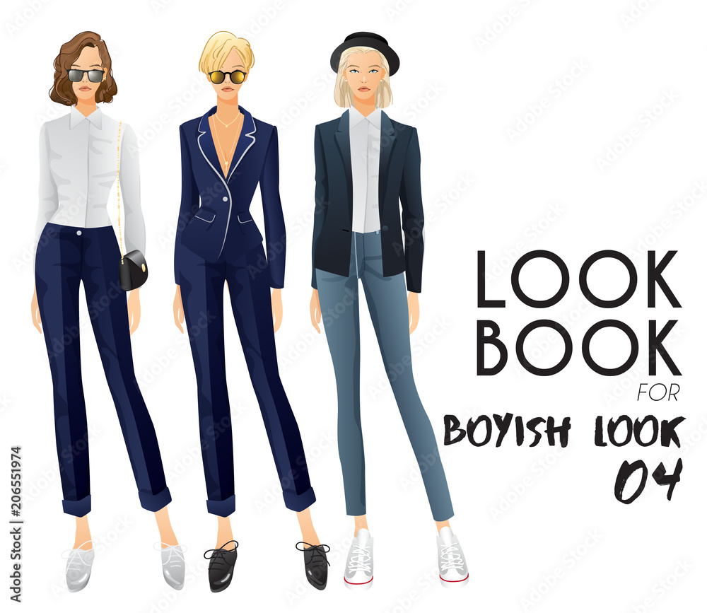 Body Template with Outfits and Accessories for Boyish Look : Vector ...