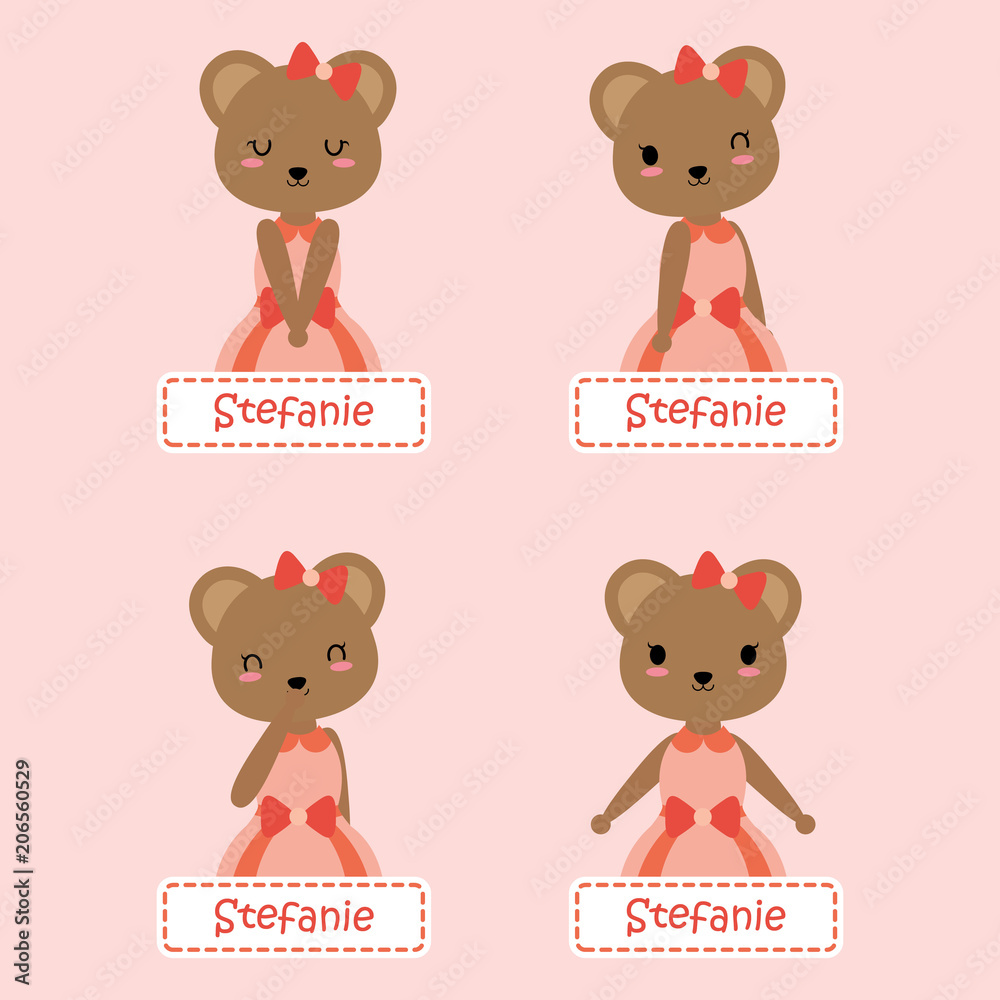 Vector cartoon illustration with cute bear suitable for kid name tag ...