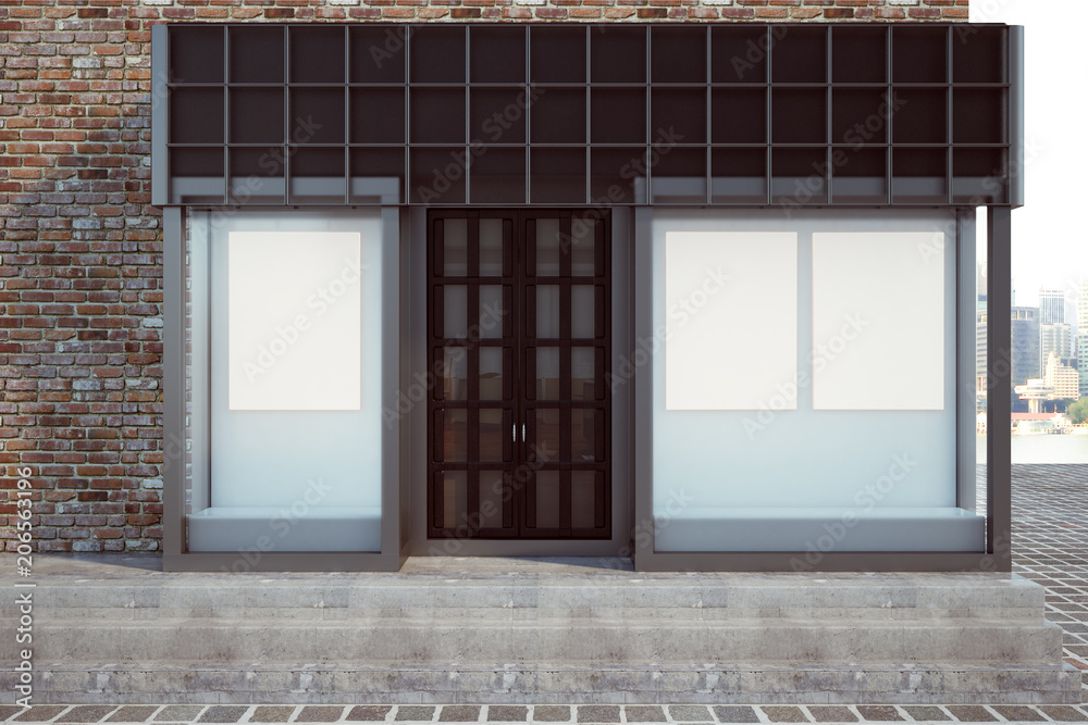 Modern storefront with blank poster Stock Illustration | Adobe Stock