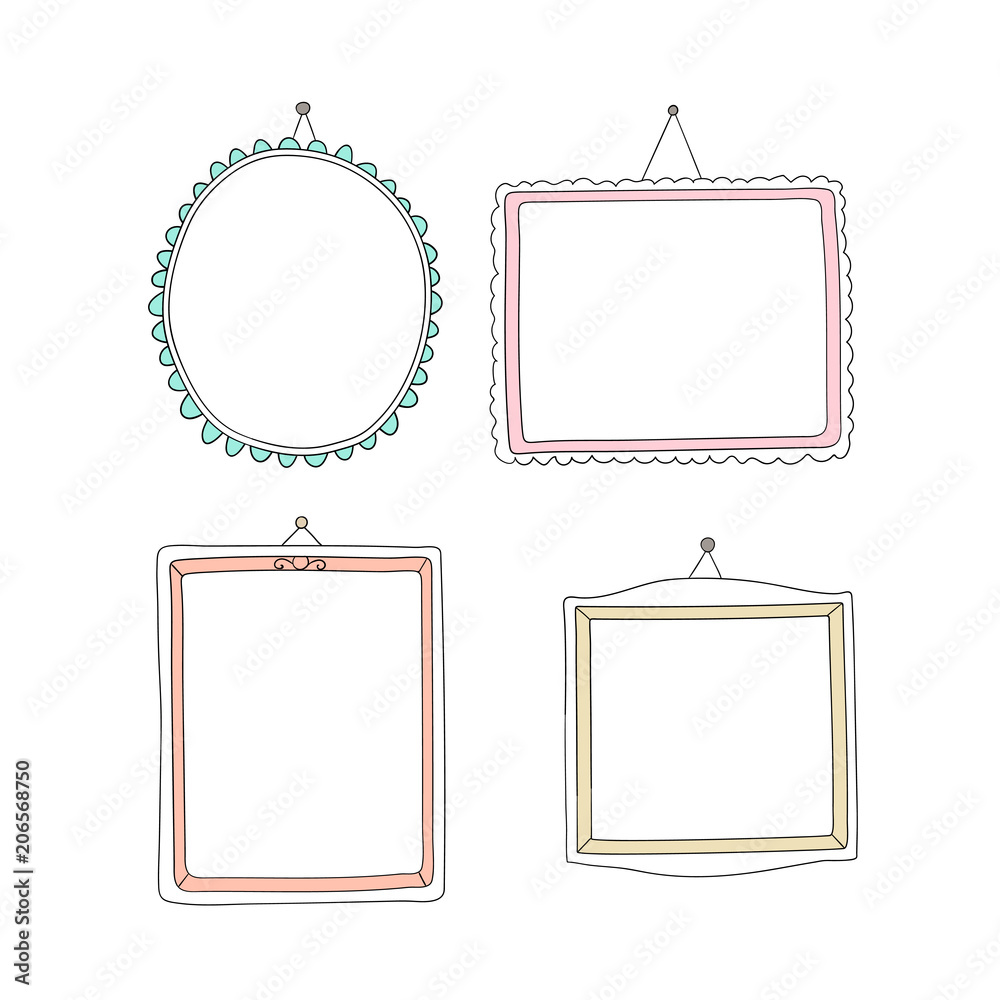 Cute draw vector illustration collection of vintage frame minimal ...