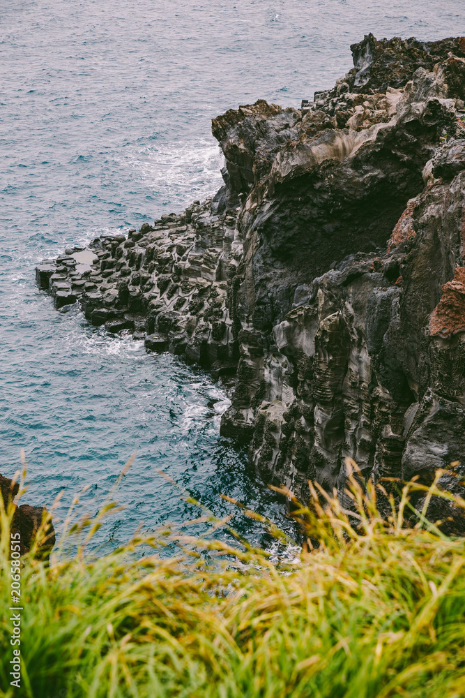 Volcanic Rock Shore at Jusangjeolli. Jeju Island, South Korea. The ...