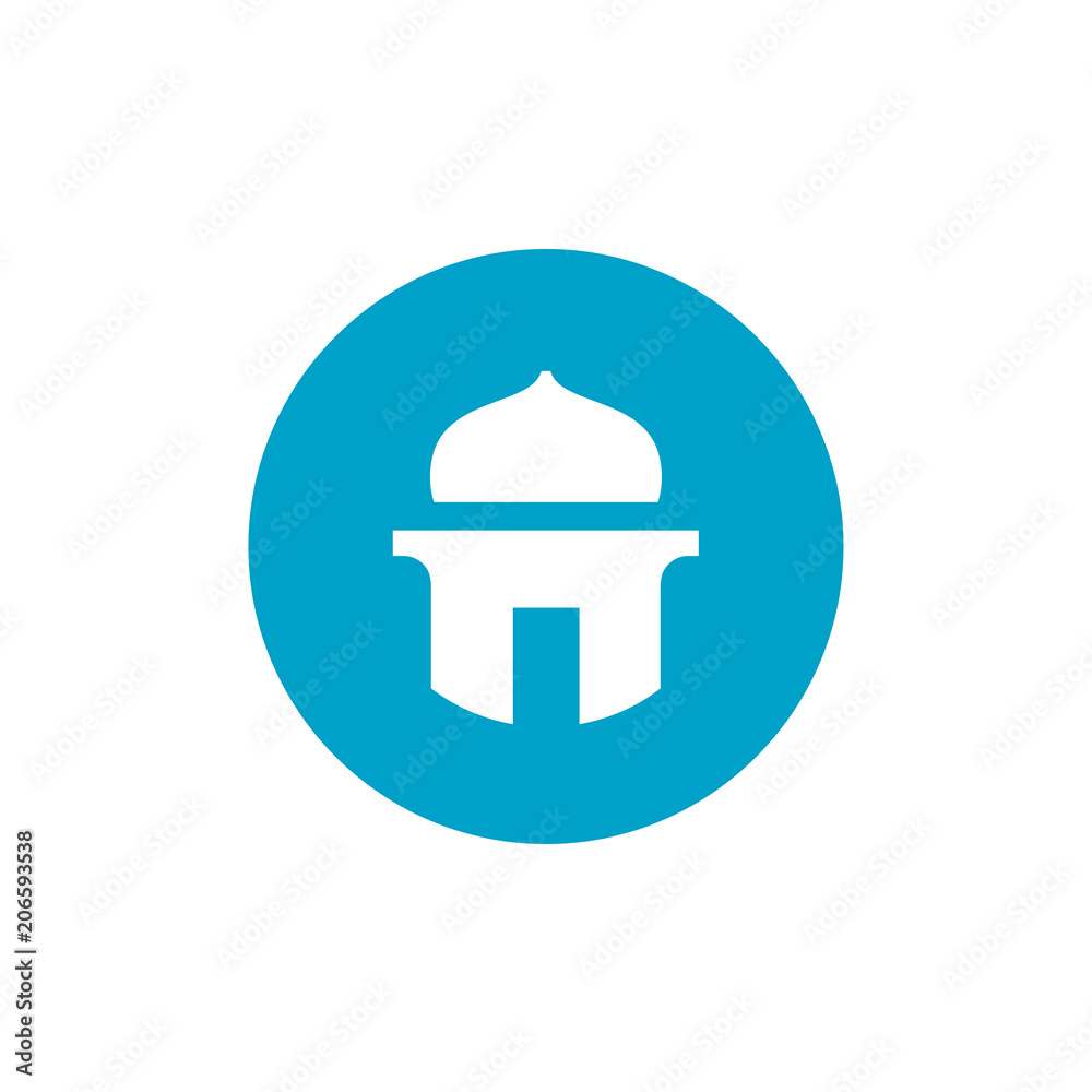 Mosque or Mushola Symbol, Masjid and Blue Circle Shape Icon, Simple ...