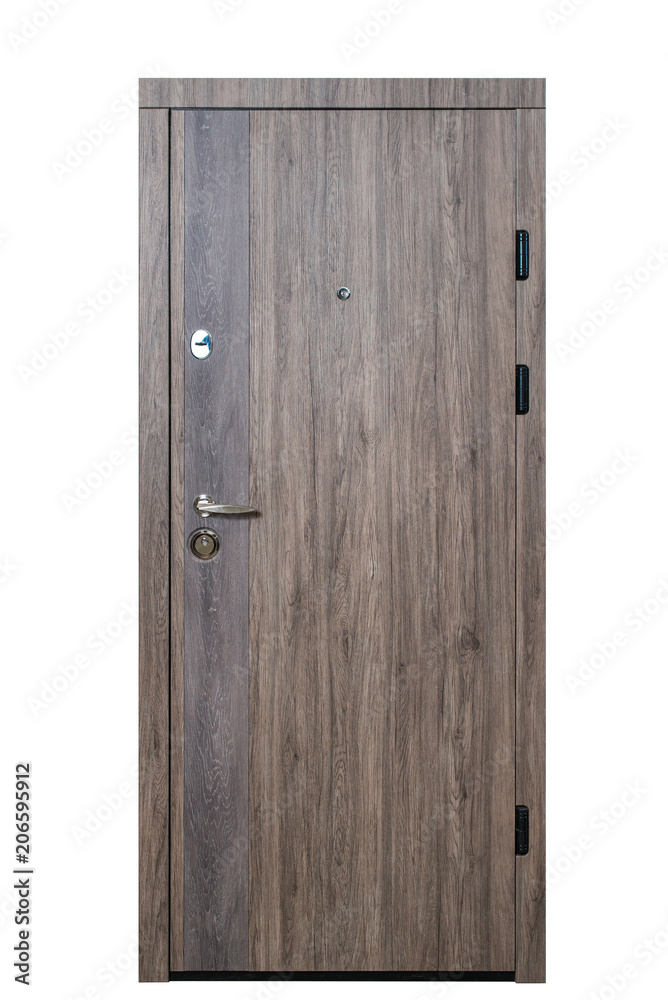 Closed armored door isolated at white background. Image of a closed ...