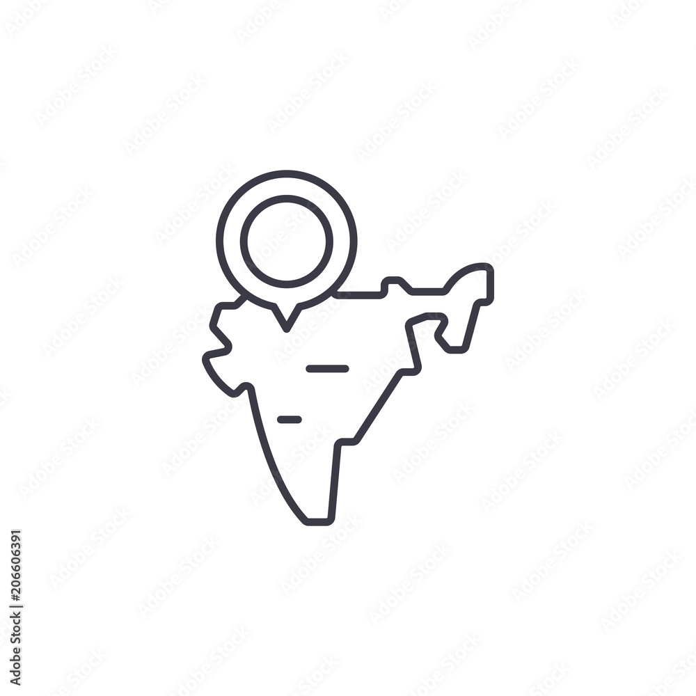 India map linear icon concept. India map line vector sign, symbol ...