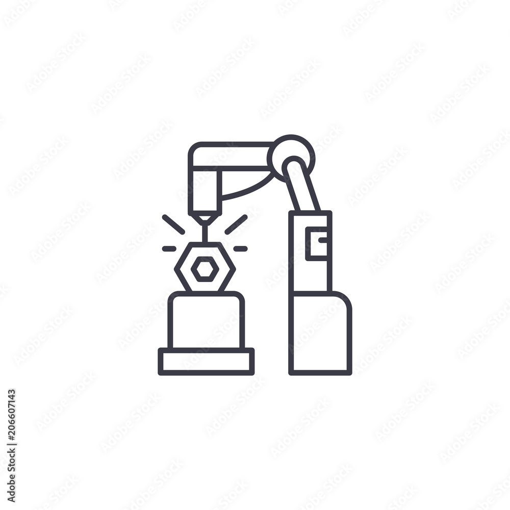 Manufacturing linear icon concept. Manufacturing line vector sign ...