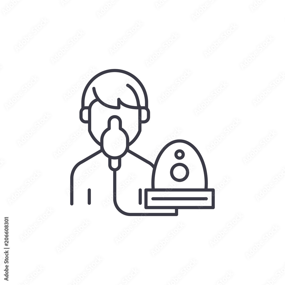 Oxygen mask linear icon concept. Oxygen mask line vector sign, symbol ...