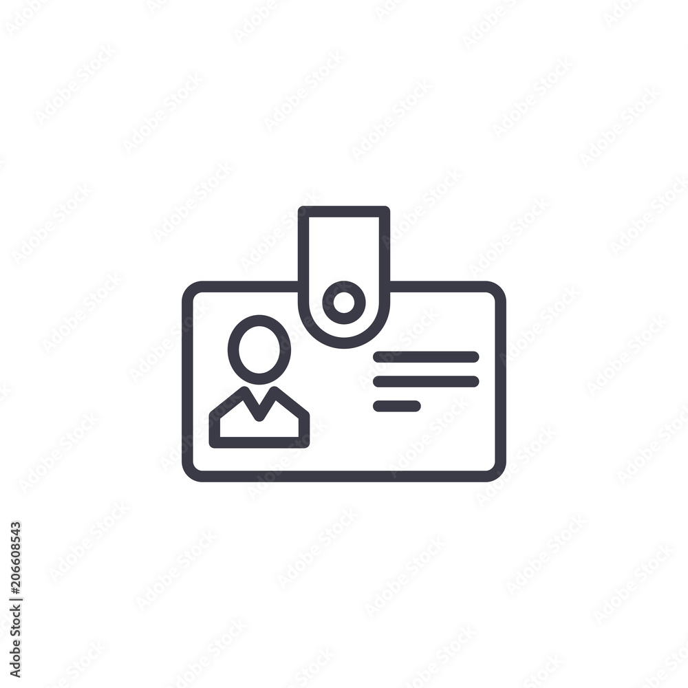 Personnel badge linear icon concept. Personnel badge line vector sign ...