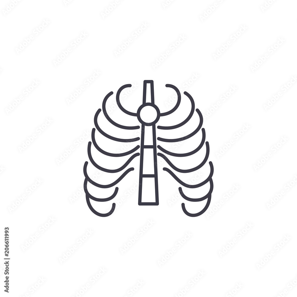 Thoracic cage linear icon concept. Thoracic cage line vector sign ...