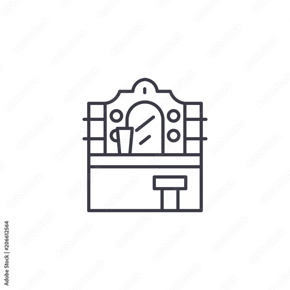 Vanity table linear icon concept. Vanity table line vector sign, symbol ...