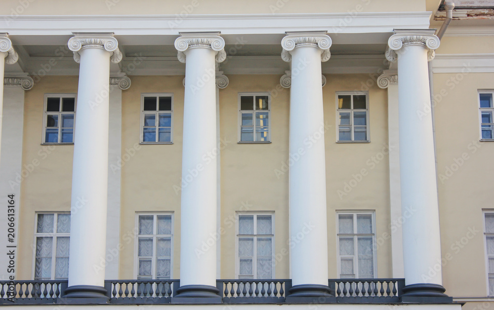 Historical Building Facade with Columns and Classic Windows. Old ...