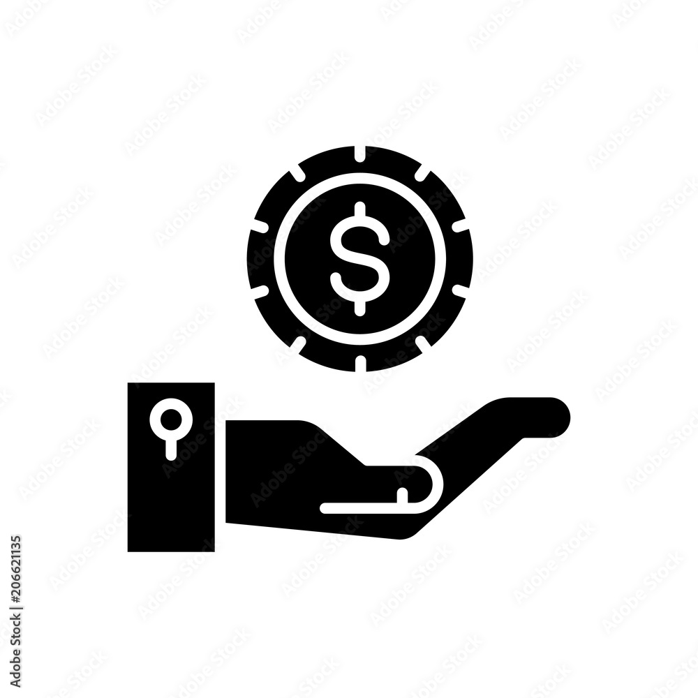 Revenue expectation black icon concept. Revenue expectation flat vector ...