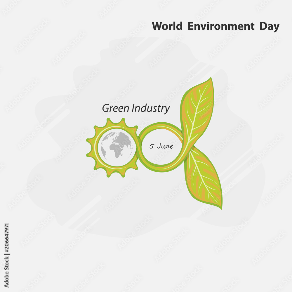 Gear,Infinite and Green concept.Globe and Leaf sign. World Environment ...