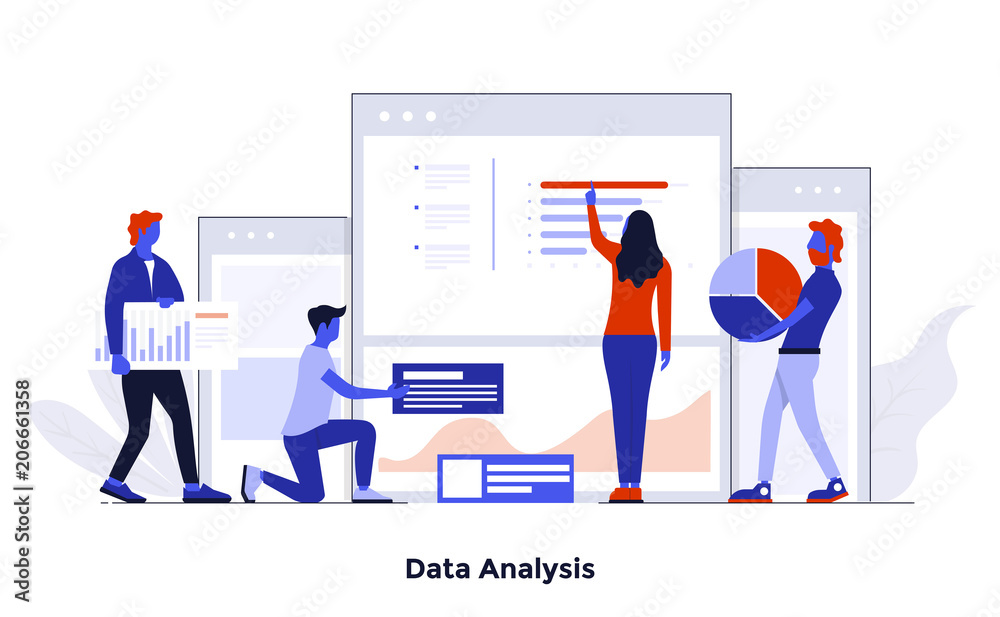 Modern Flat design Concept Illustration - Data Analysis Stock Vector ...