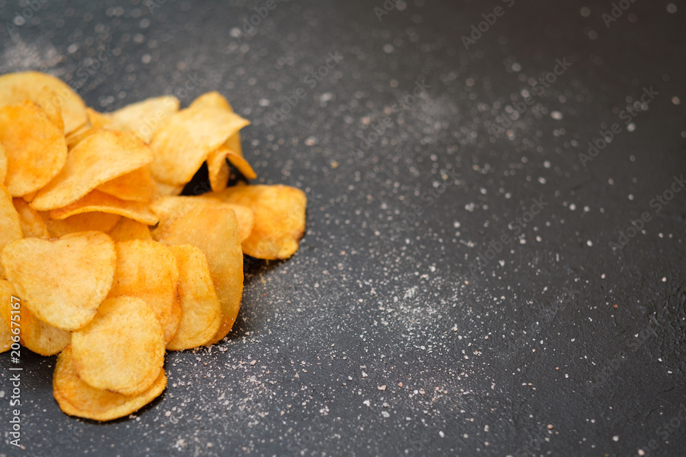 junk fast food and unhealthy eating. crispy chips. crunchy potato ...