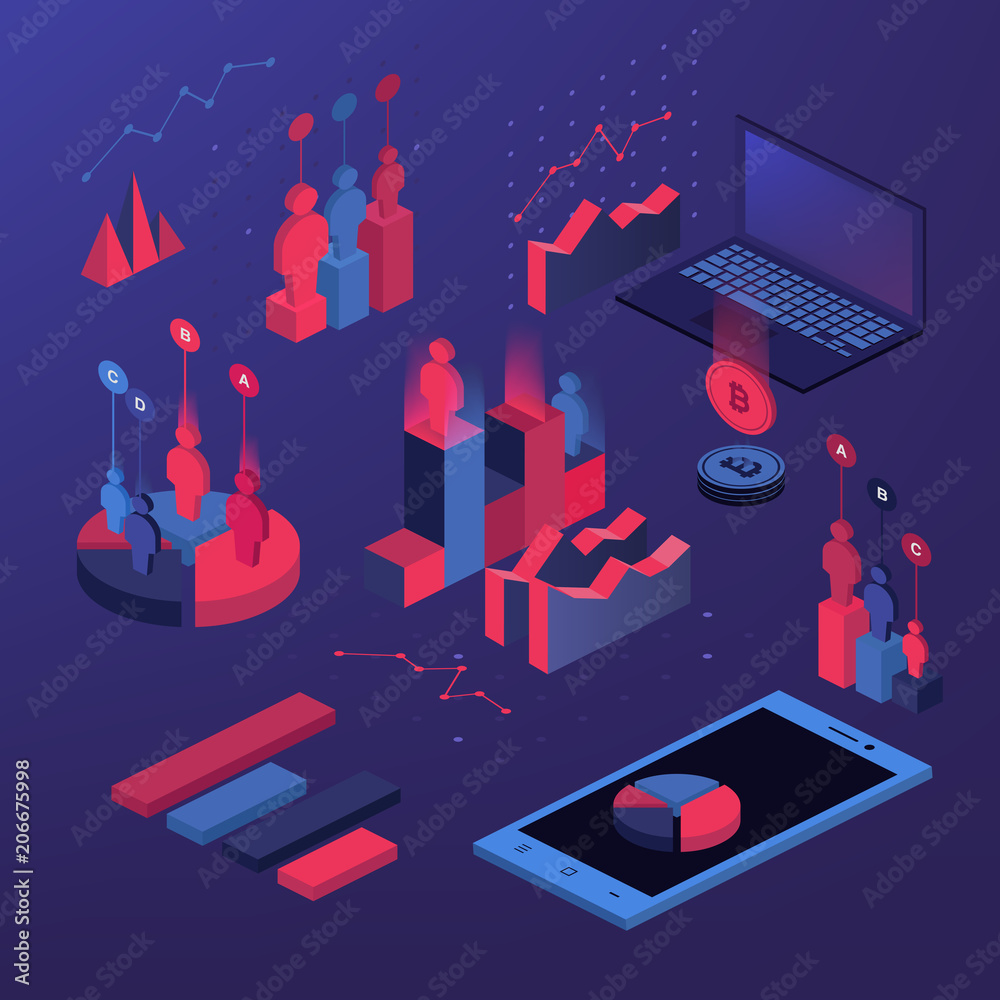 Flat 3d isometric infographic for your business presentations. Big set ...