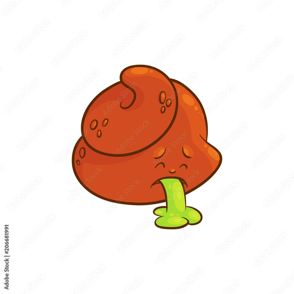 Poop cartoon character - puke poo emoticon isolated on white background ...