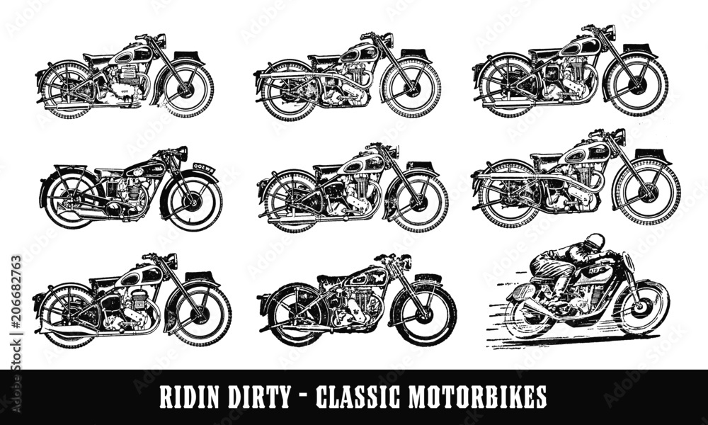 Vintage Motorcycle Vector Collection Stock Vector | Adobe Stock