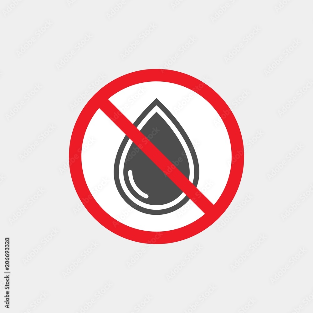 Drinking water is forbidden flat vector sign. No water flat vector sign ...