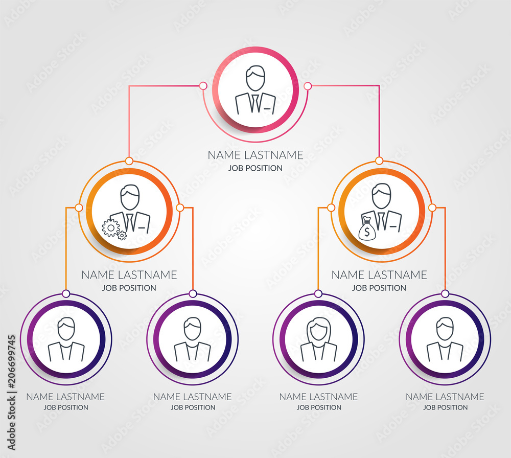 Business hierarchy circle chart infographics. Corporate organizational ...