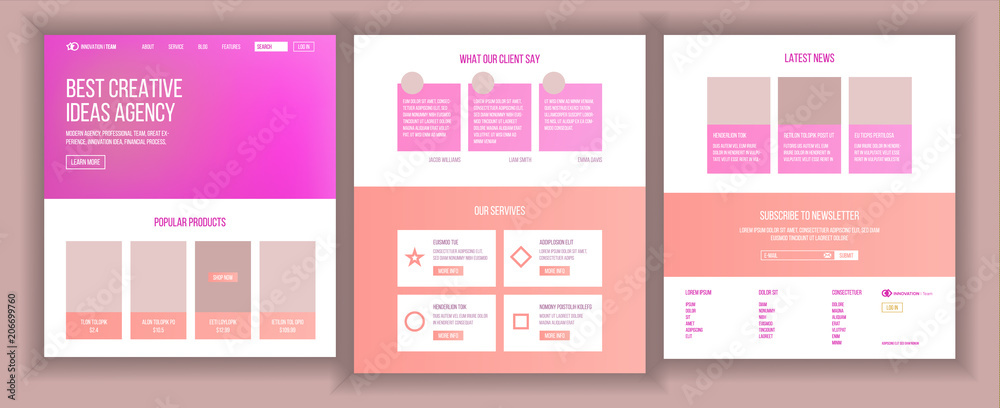 Main Web Page Design Vector. Website Business Style. Landing Template ...