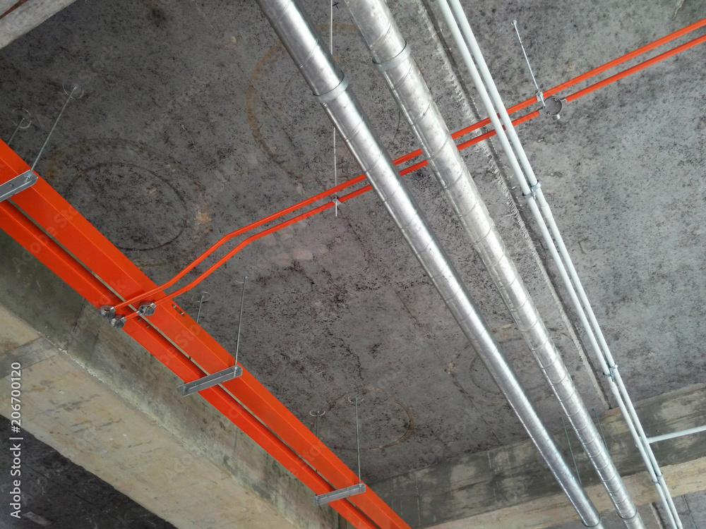 Electrical conduit, cable tray and aircond pipes as part of services ...