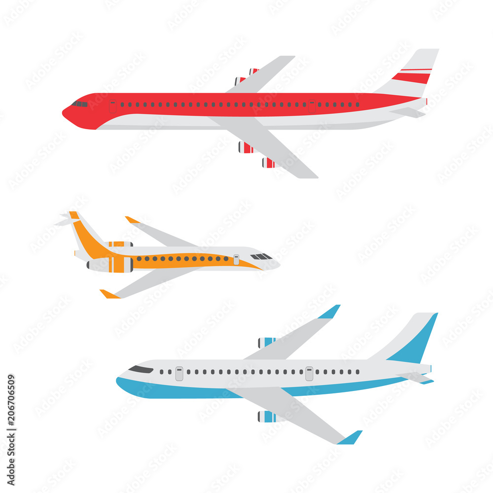 Vector set of airplanes on white background. Stock Vector | Adobe Stock