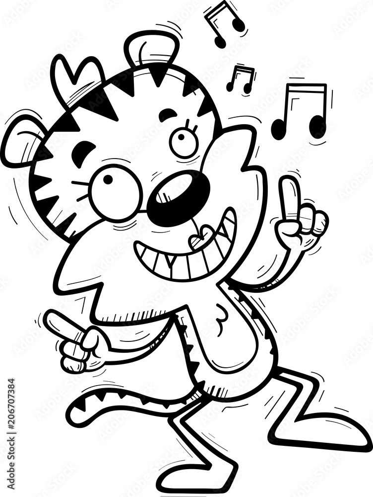 Cartoon Female Tiger Dancing Stock Vector | Adobe Stock