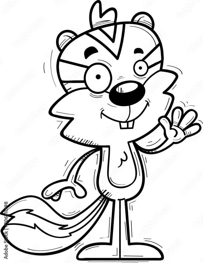 Cartoon Male Chipmunk Waving Stock Vector | Adobe Stock