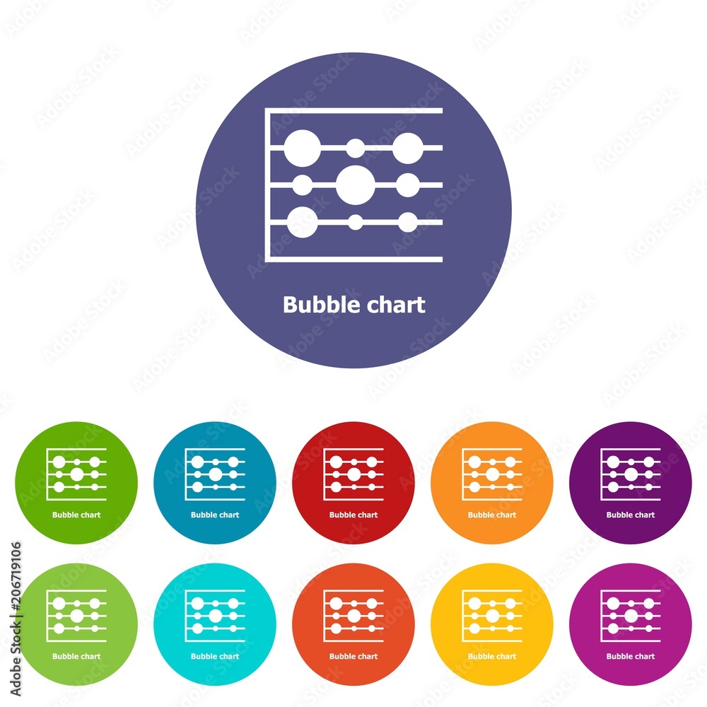 Bubble chart icons color set vector for any web design on white ...