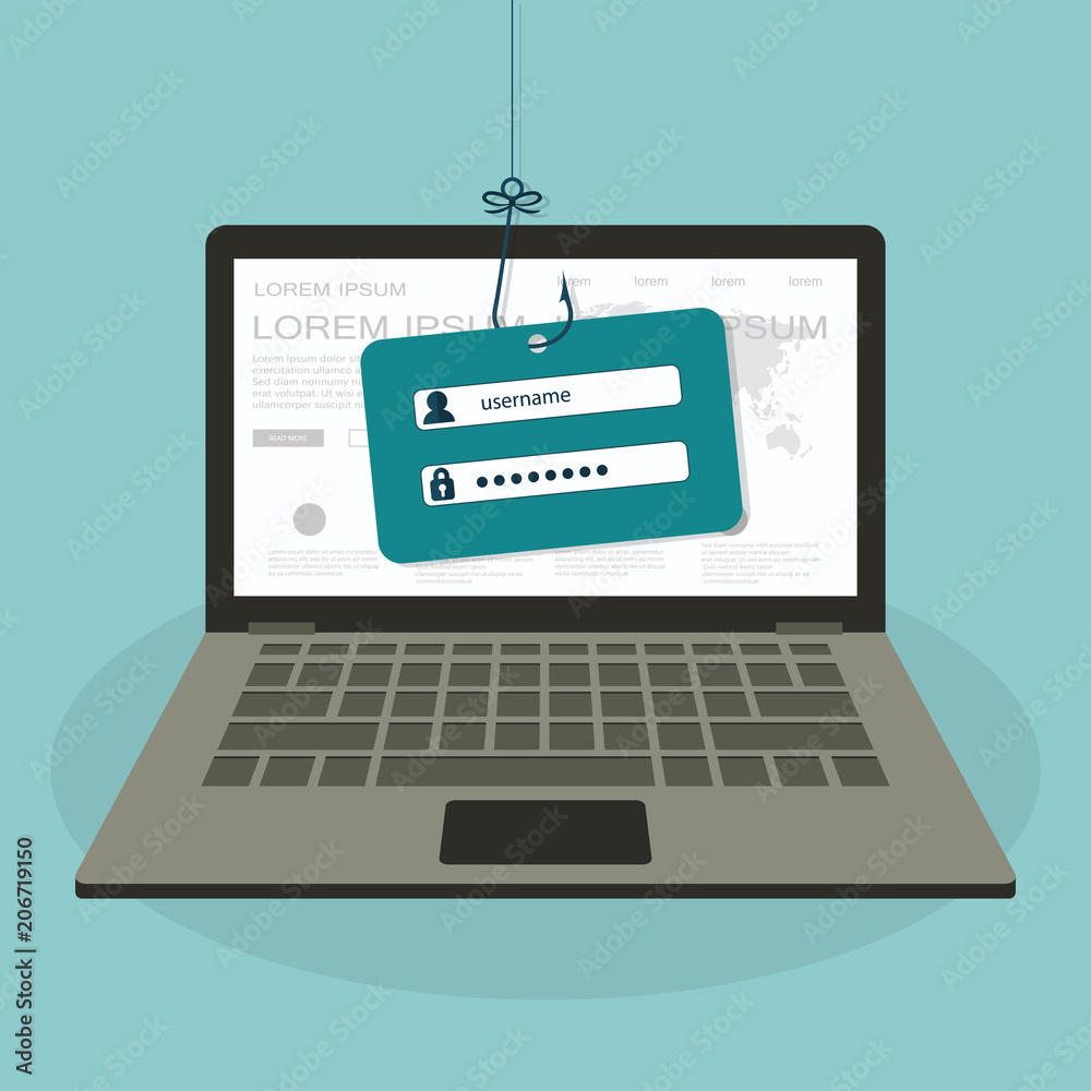 Hacking phishing attack. Internet phishing, internet security concept ...